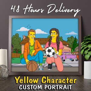 Simpsons Yellow Character Portrait of Two Girls With Balls in Hand on ...
