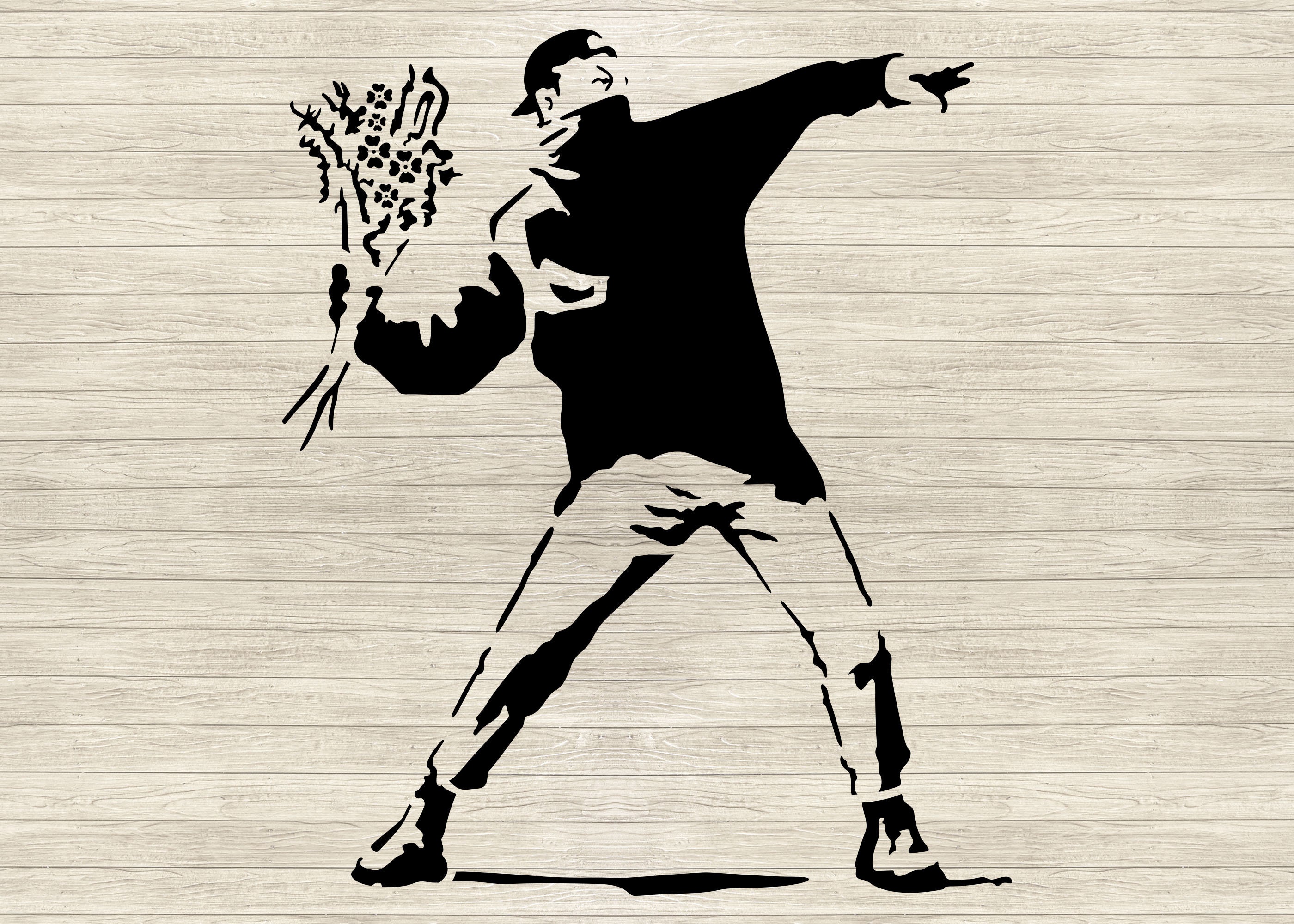 Banksy Rage Flower Bomber Stencil Art, Unique Protest Inspired Street ...
