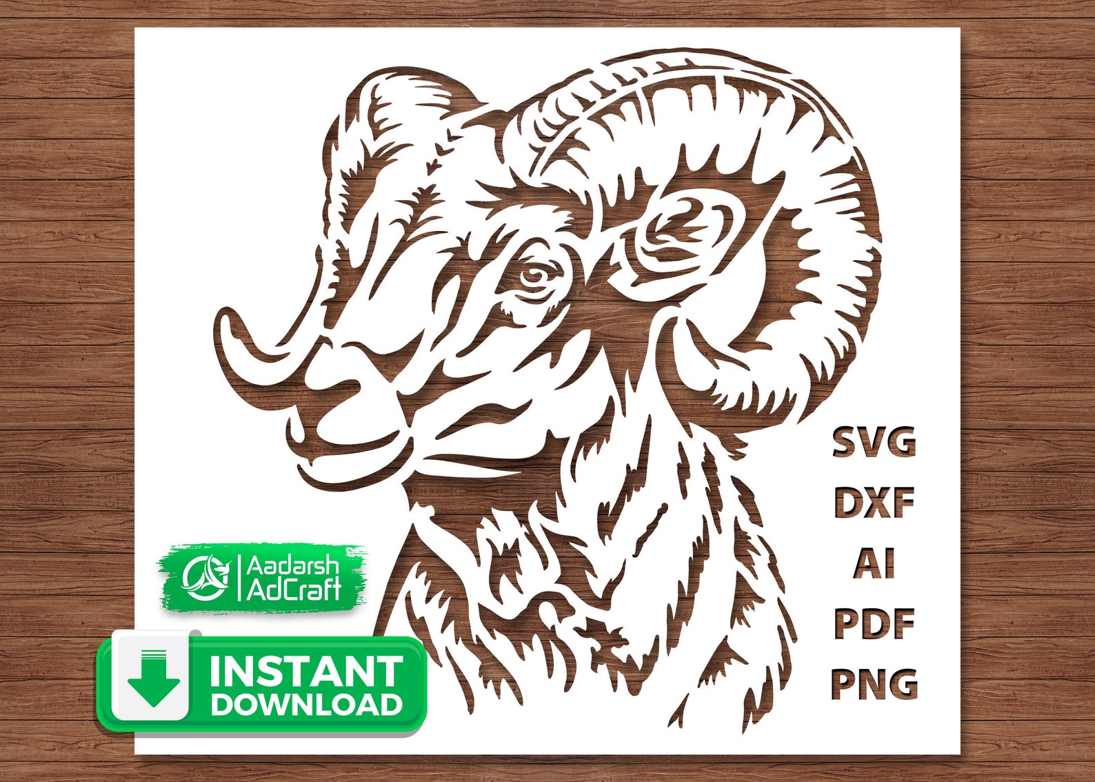 Farm Animal Ram Sheep Stencil Art, Vector SVG, Dxf, Ram Stencil, Ram ...