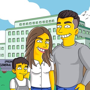 Custom Simpsons Yellow Character Family Portrait With Pet Dog on ...