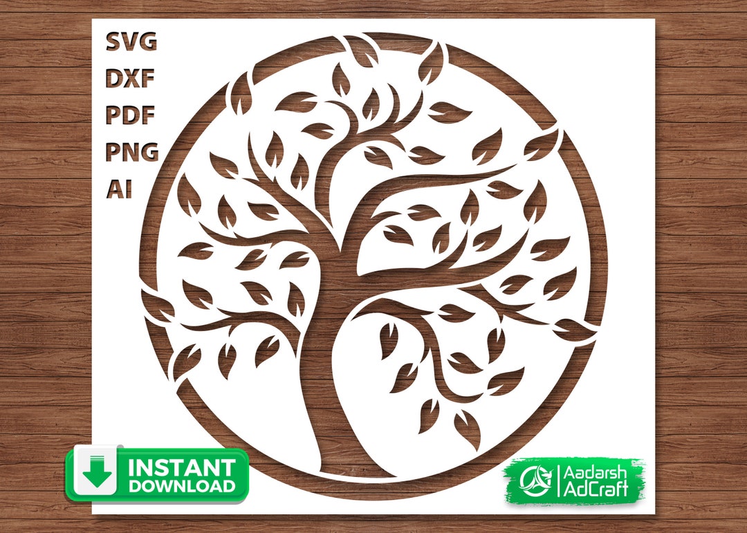 Tree of Life Creative Art Stencil, SVG, Dxf, Spiritual Symbolism ...
