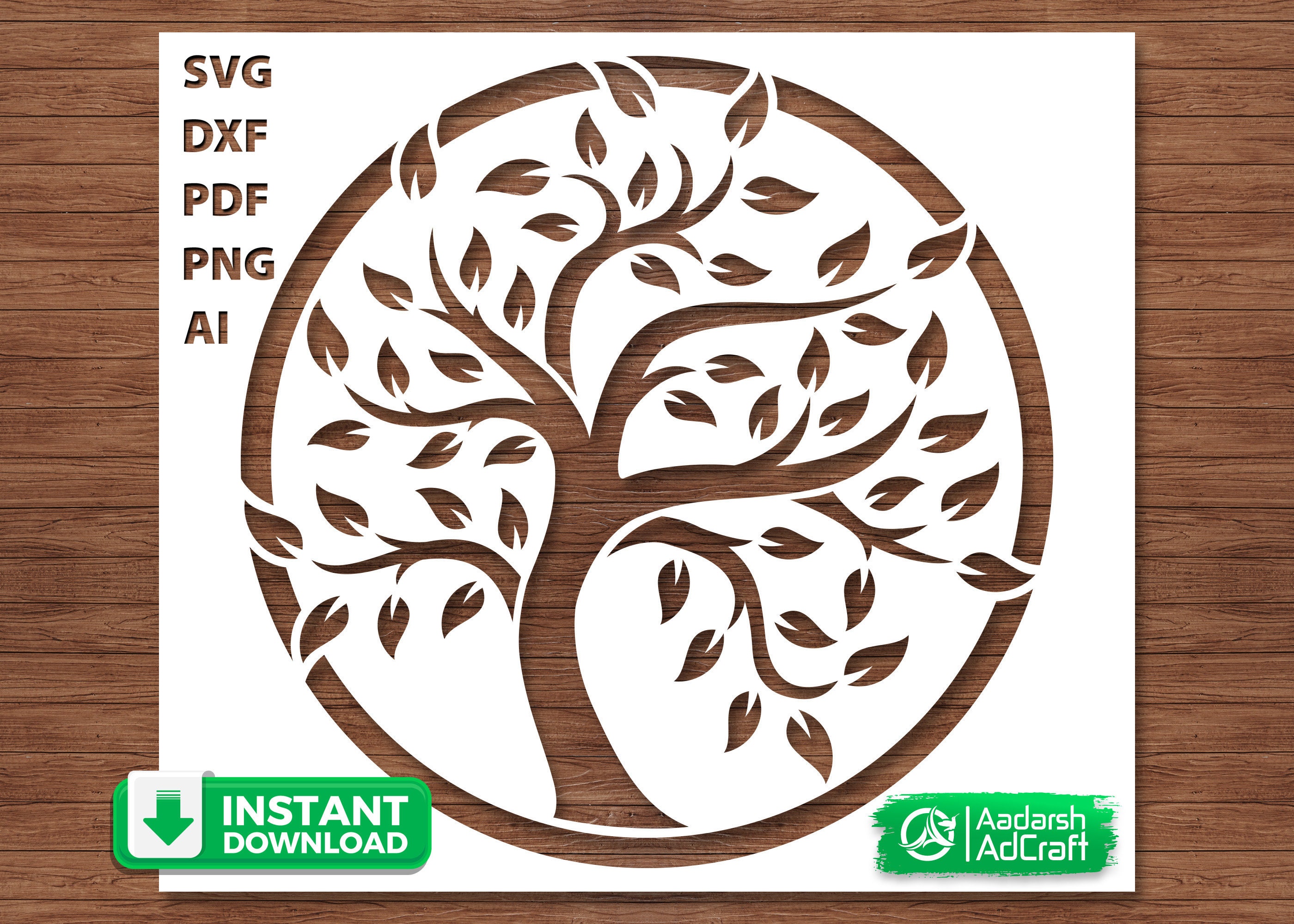 Tree of Life Creative Art Stencil, SVG, Dxf, Spiritual Symbolism ...