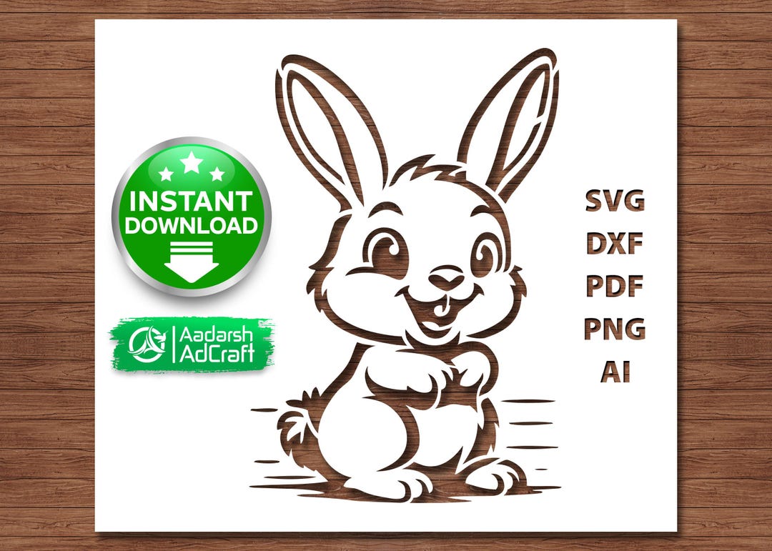Cute Baby Bunny Rabbit Stencil | Animal SVG Cut File, Easter Bunny ...