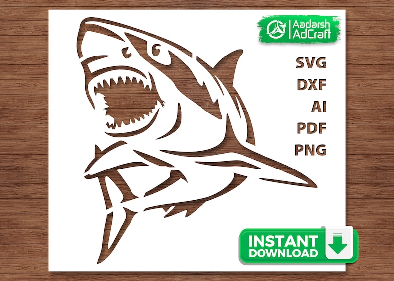 Shark Fish Stencil Art, Shark Stencil, Aquatic Art, SVG, Dxf, Wall ...