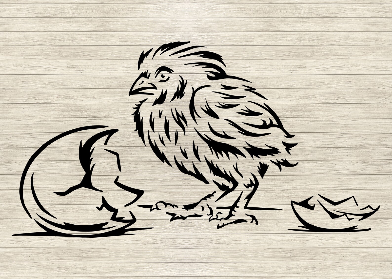 Chick Hatching Out Stencil Art, Vector SVG, Dxf, Poultry Bird Art ...