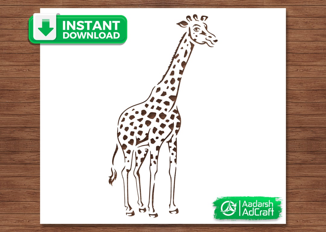 Giraffe Wildlife Art Stencil, Vector SVG, Dxf, Stencil Print, Giraffe ...
