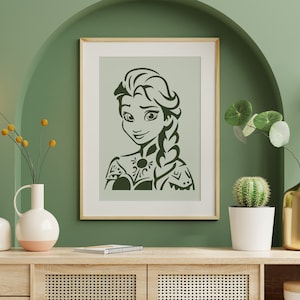 Frozen Snow Queen Stencil Art, Ice Sisters Vector Art, Kingdom of ...