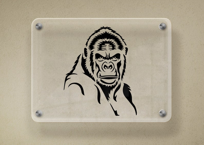 Angry Gorilla Face Stencil Art, Gorilla Design, Ape Art Stencil, Wildlife Art, SVG, Dxf, Wall ...