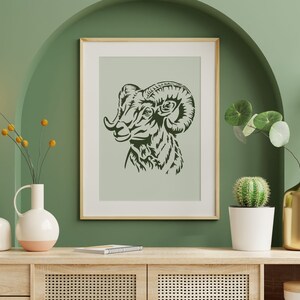 Farm Animal Ram Sheep Stencil Art, Vector SVG, Dxf, Ram Stencil, Ram ...