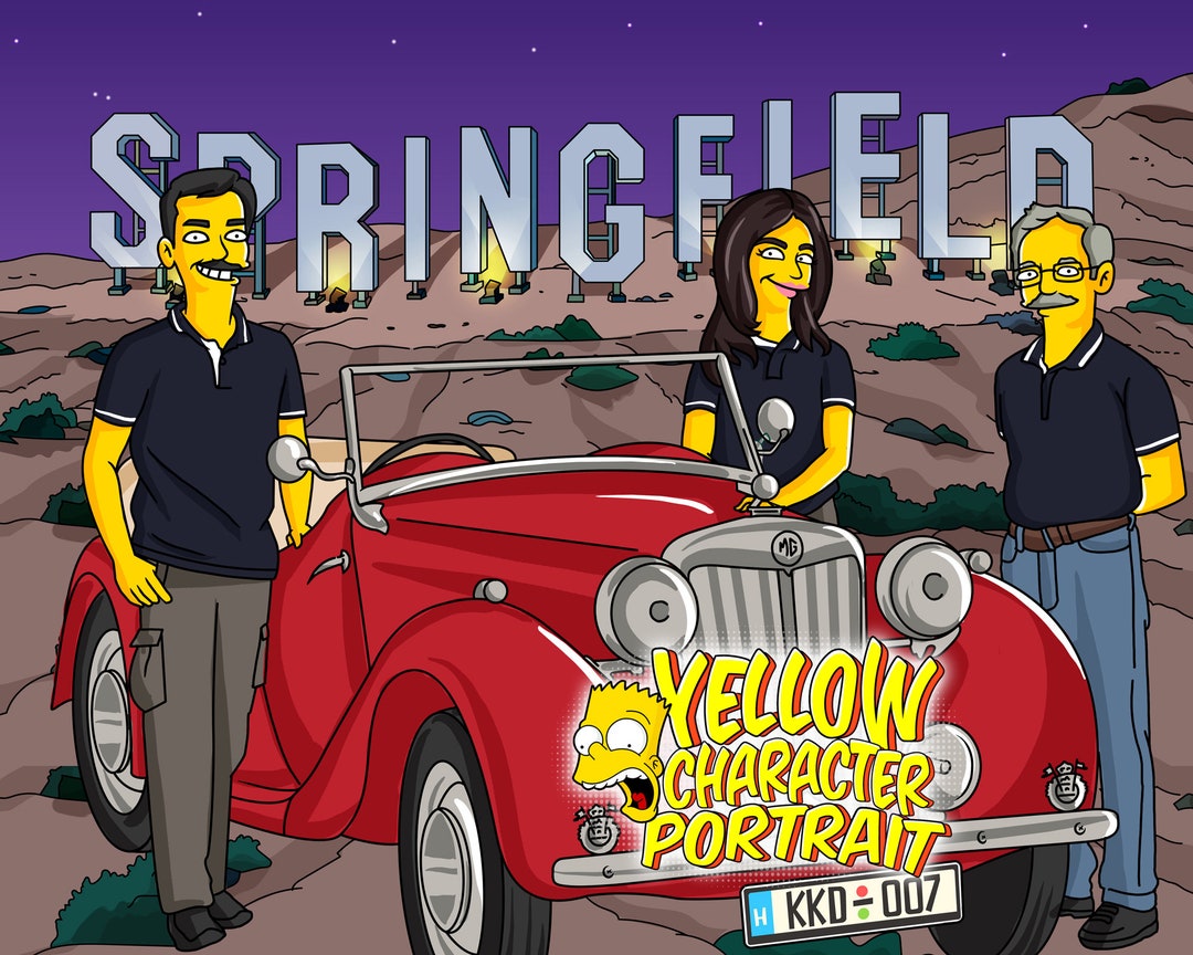 Custom Simpson Yellow Character Couple With Father Portrait on ...