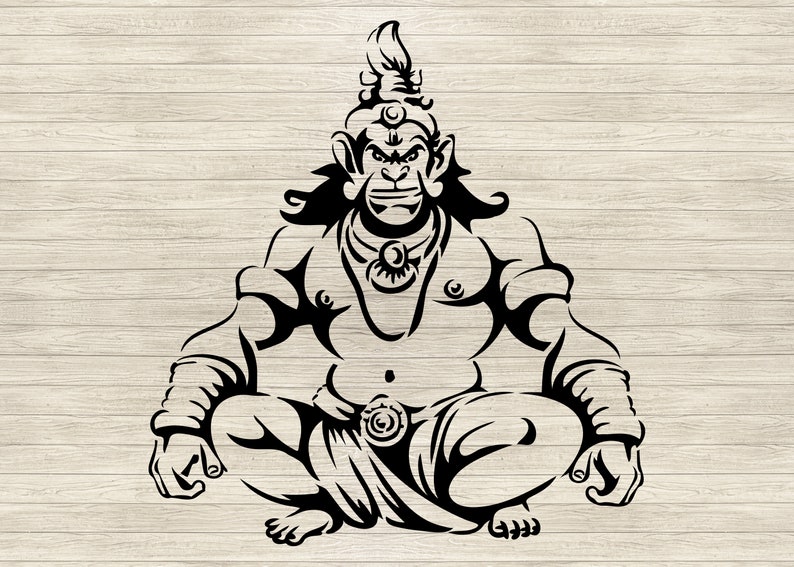 Lord Hanuman Majestic Art Stencil, Hanuman Stencil, Indian Mythology ...