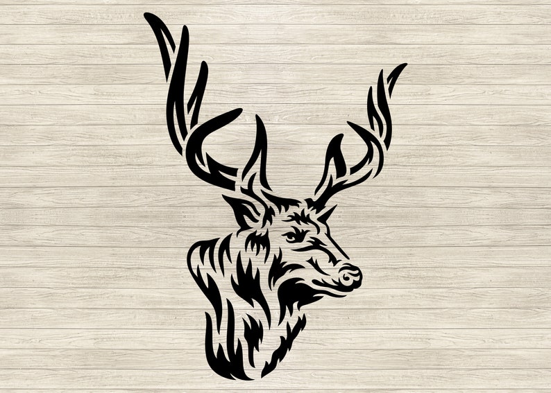 American Elk Head Side Face Stencil, SVG, Dxf, Digital Instant Download ...