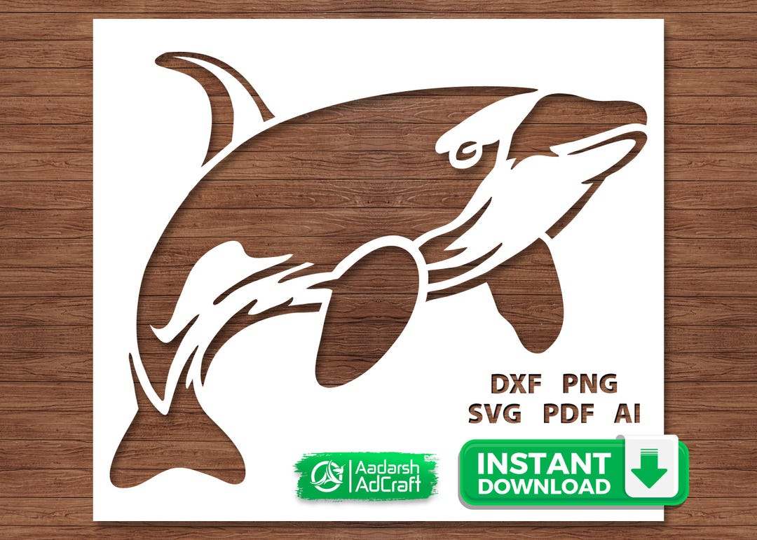 Orca Whale Stencil SVG, Killer Whale Side View Cut File for Cricut ...