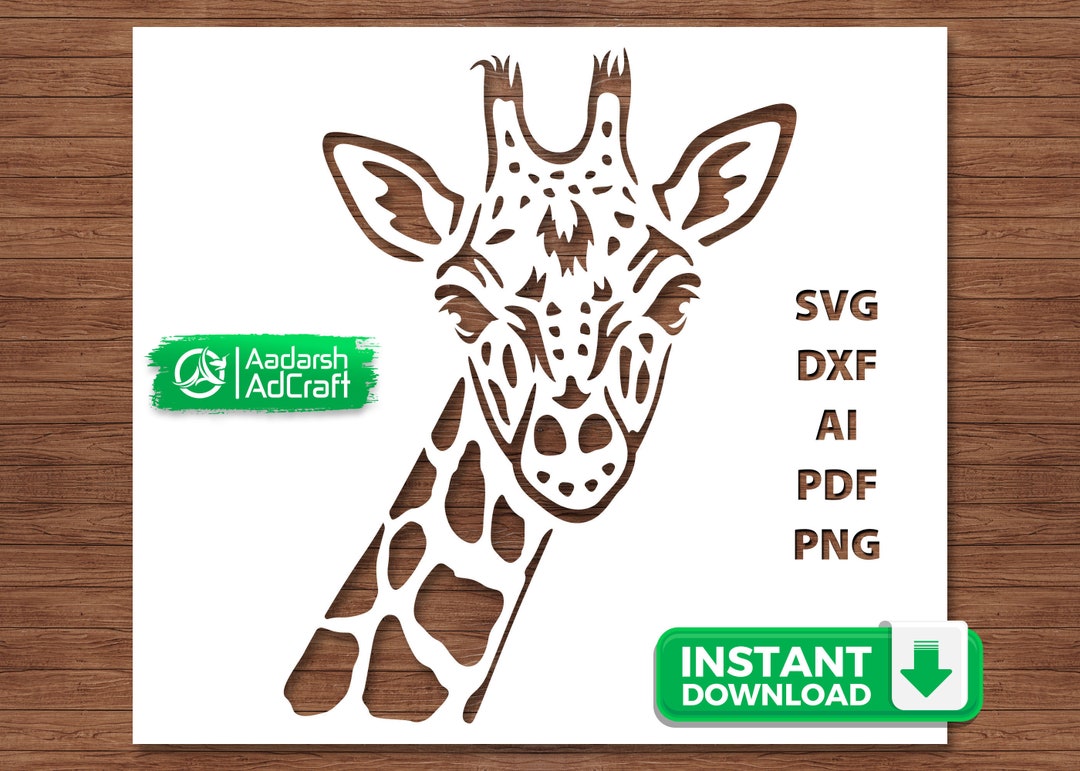 Giraffe Head Stencil | Wildlife Safari SVG, African Animal Template ...