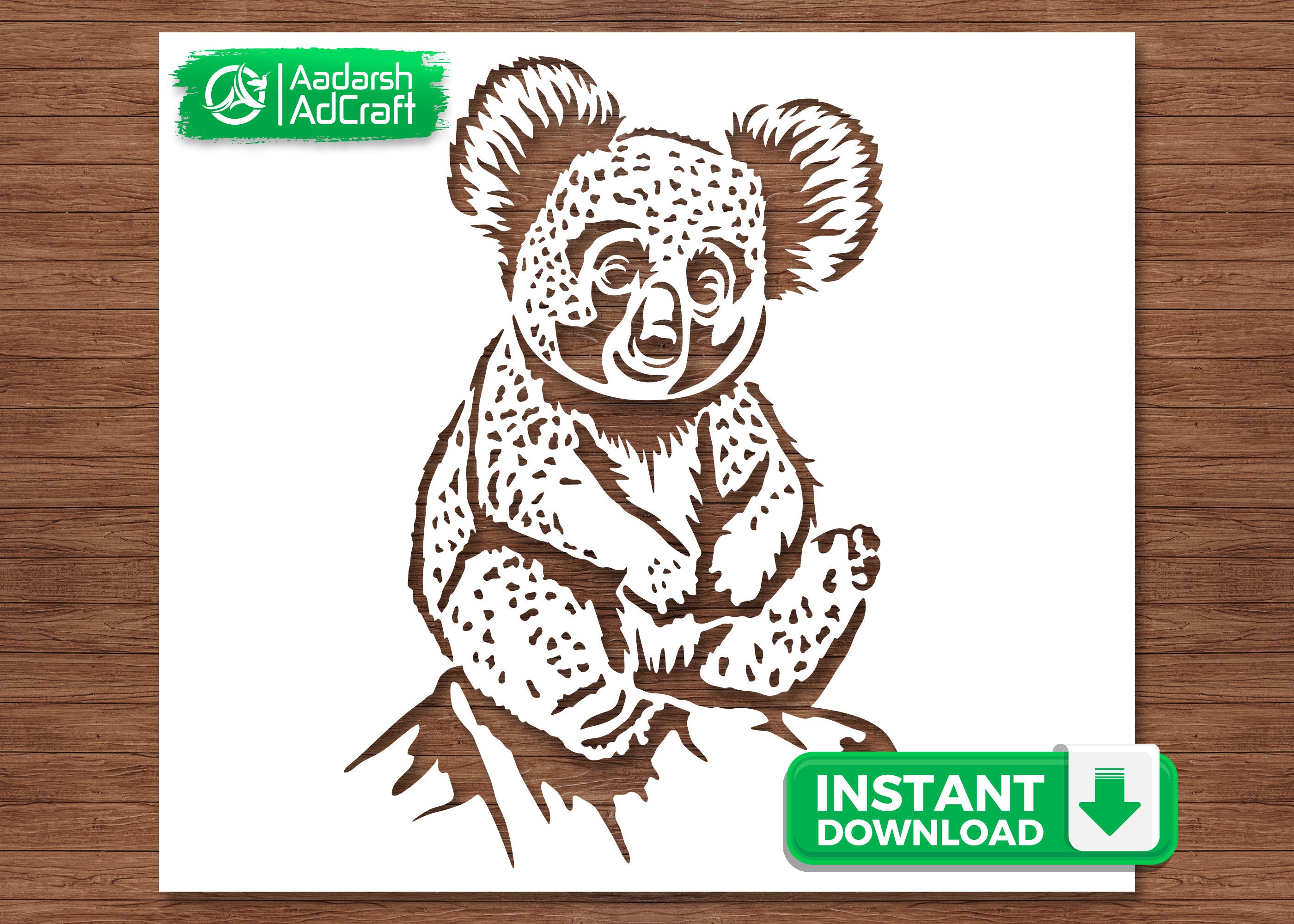 Cute Koala Bear Art Stencil, Koala Art, SVG, Dxf, Wildlife Design ...