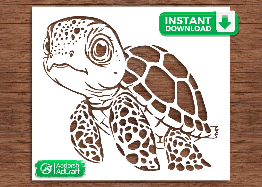 Baby Turtle Sea Creature Stencil Art, Baby Turtle Stencil, Aquatic Art ...