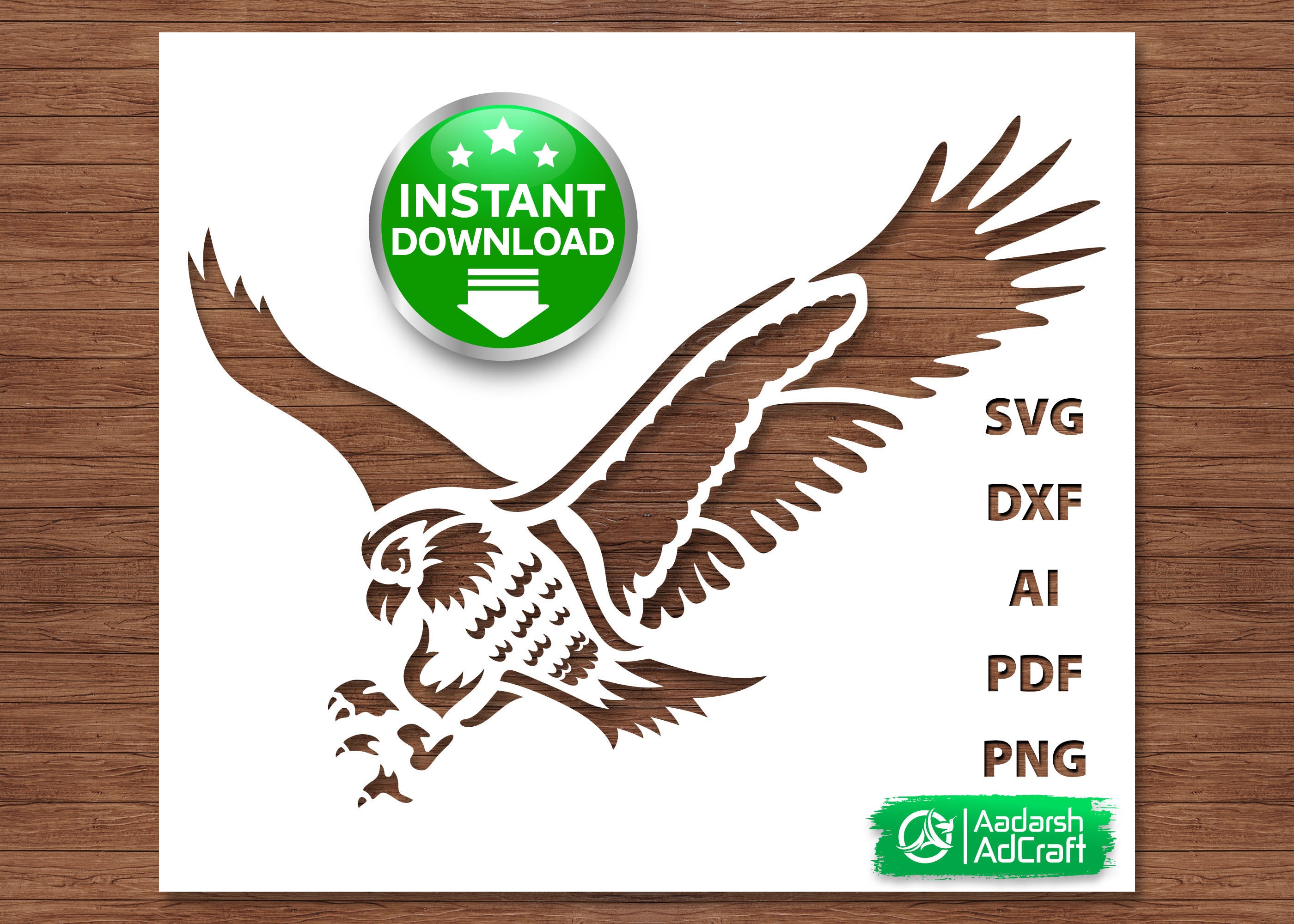 Eagle Hawk Falcon Flying Stencil Art | Bird of Prey SVG, Wildlife Wall ...