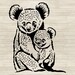 Cute Koala Bear With Baby Stencil Art, Joey Koala Art, SVG, Dxf ...