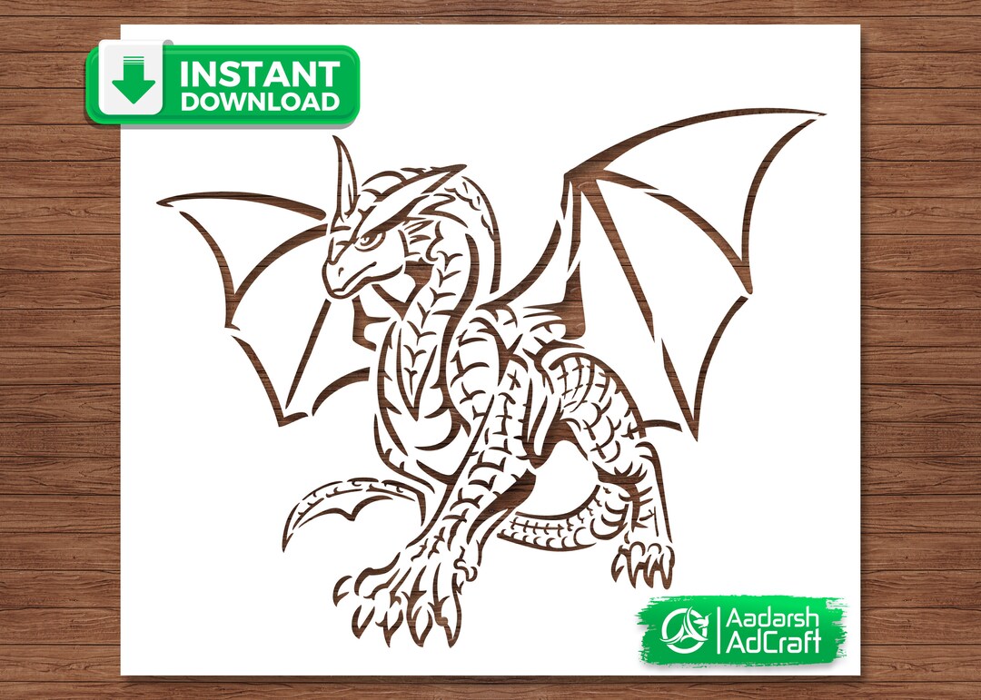 Dragon Full Body Stencil, SVG, Dxf, Dragon Printable Stencil, Mythical ...