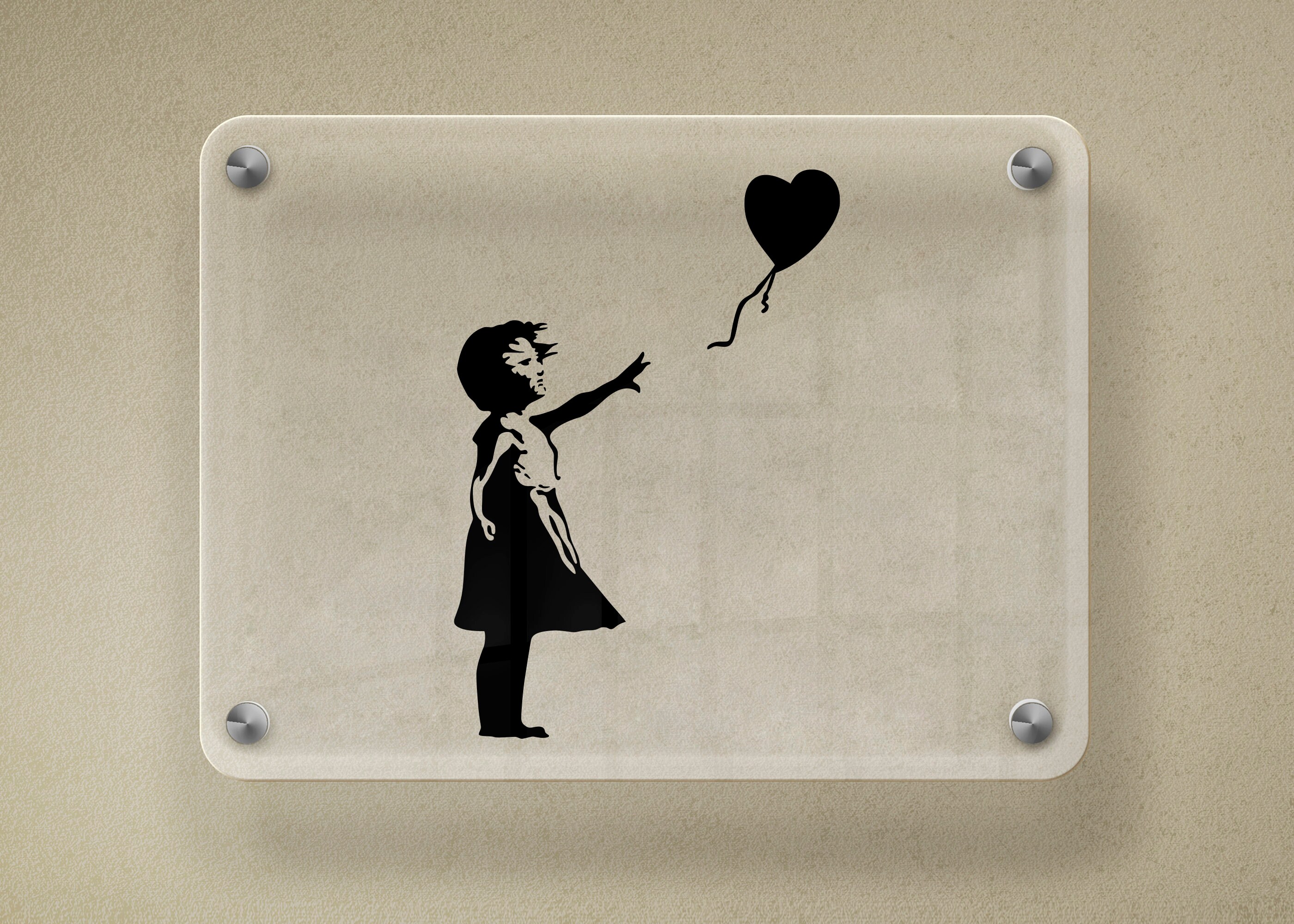Banksy Girl Heart Balloon Stencil, SVG, DXF, Alone Waiting Girl ...