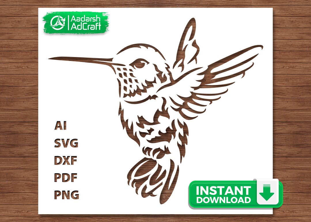 Humming Bird Flying Stencil Art, Vector SVG, Dxf, Humming Bird Stencil ...