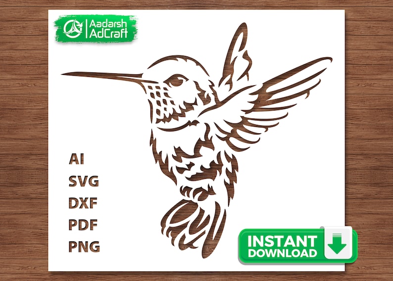 Humming Bird Flying Stencil Art, Vector SVG, Dxf, Humming Bird Stencil ...