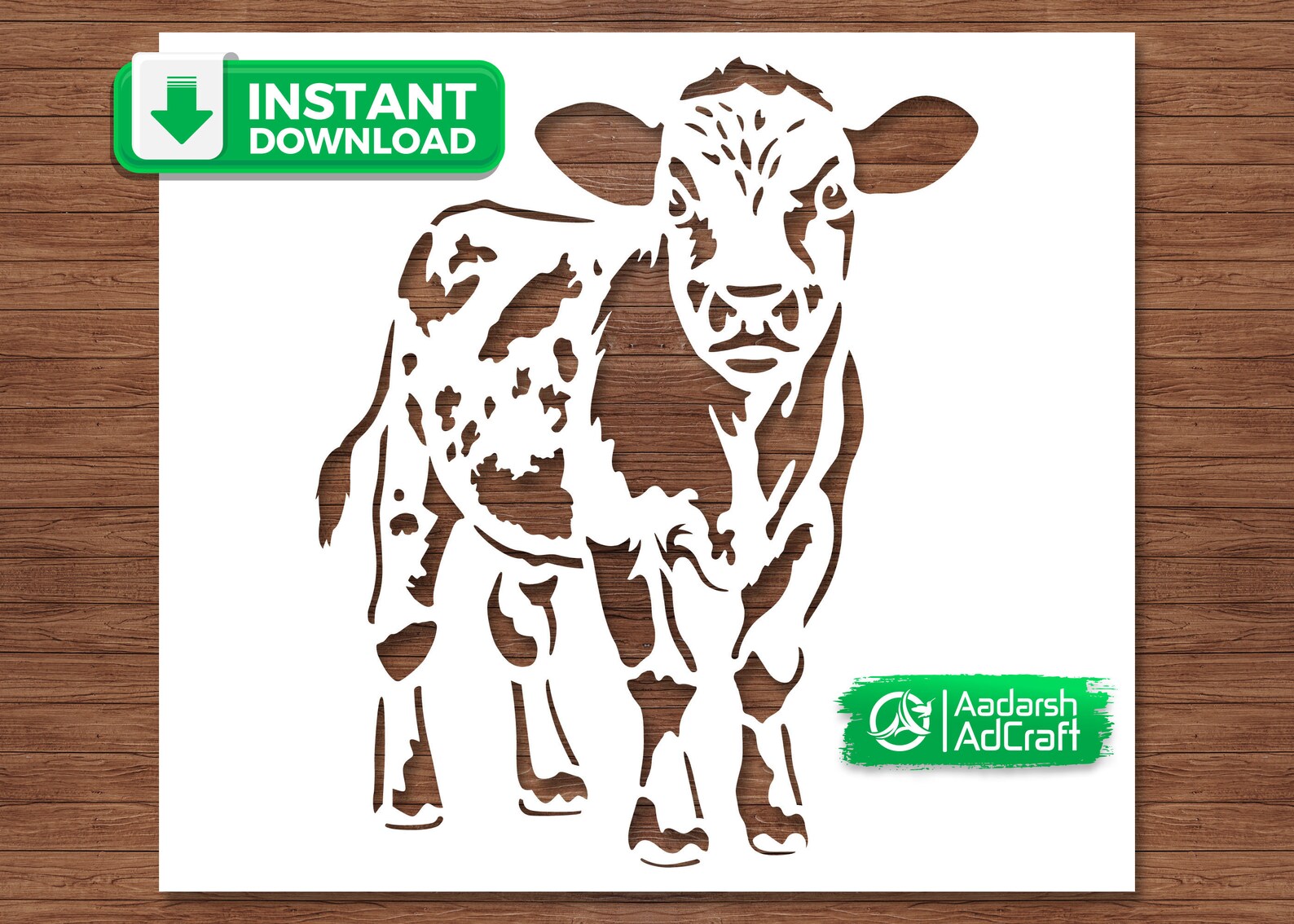 Cow Calf Full Body Stencil Art, Vector Drawing, SVG, Dxf, Cattle ...