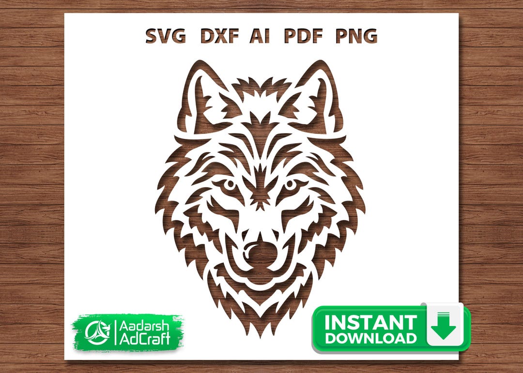 Wolf Face Stencil SVG, Tribal Animal Head Template for DIY Wall Art ...