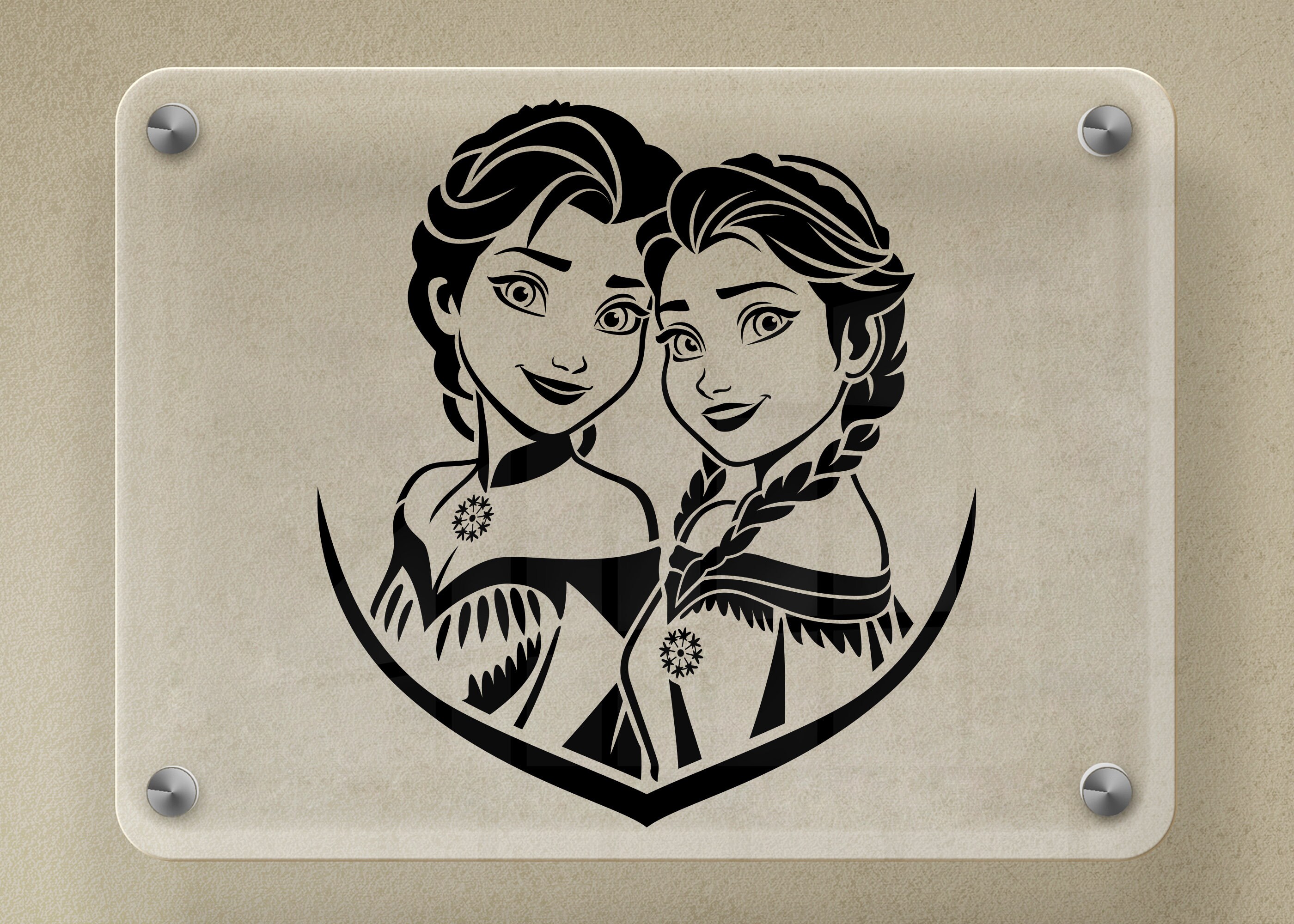 Frozen Snow Sisters Stencil | Winter Princess Duo SVG, Fairytale ...