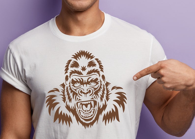 Angry Furious Gorilla Grunts Face Art Stencil, Ape Art Stencil, Wildlife Art, SVG, Dxf, Wall ...