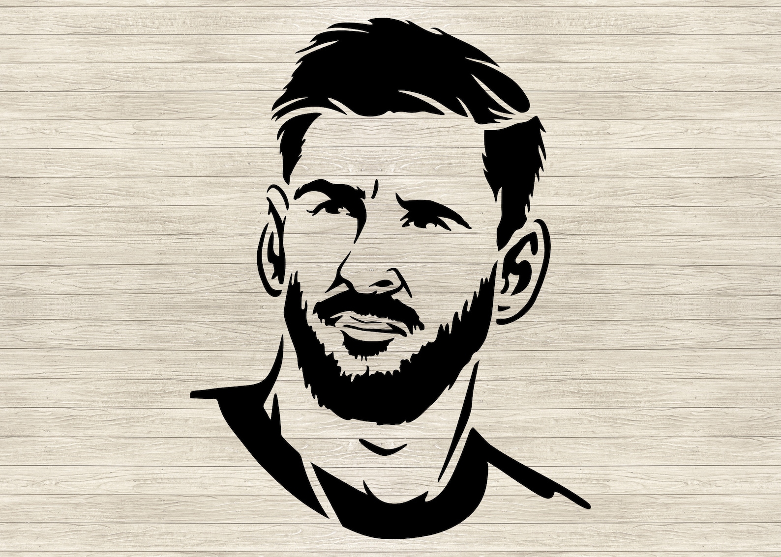 Lionel Messi Stencil | Soccer Legend Face SVG, Football Wall Decor ...