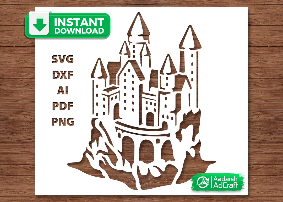 Ancient Castle Stencil | Medieval Fortress SVG Template, Haunted ...