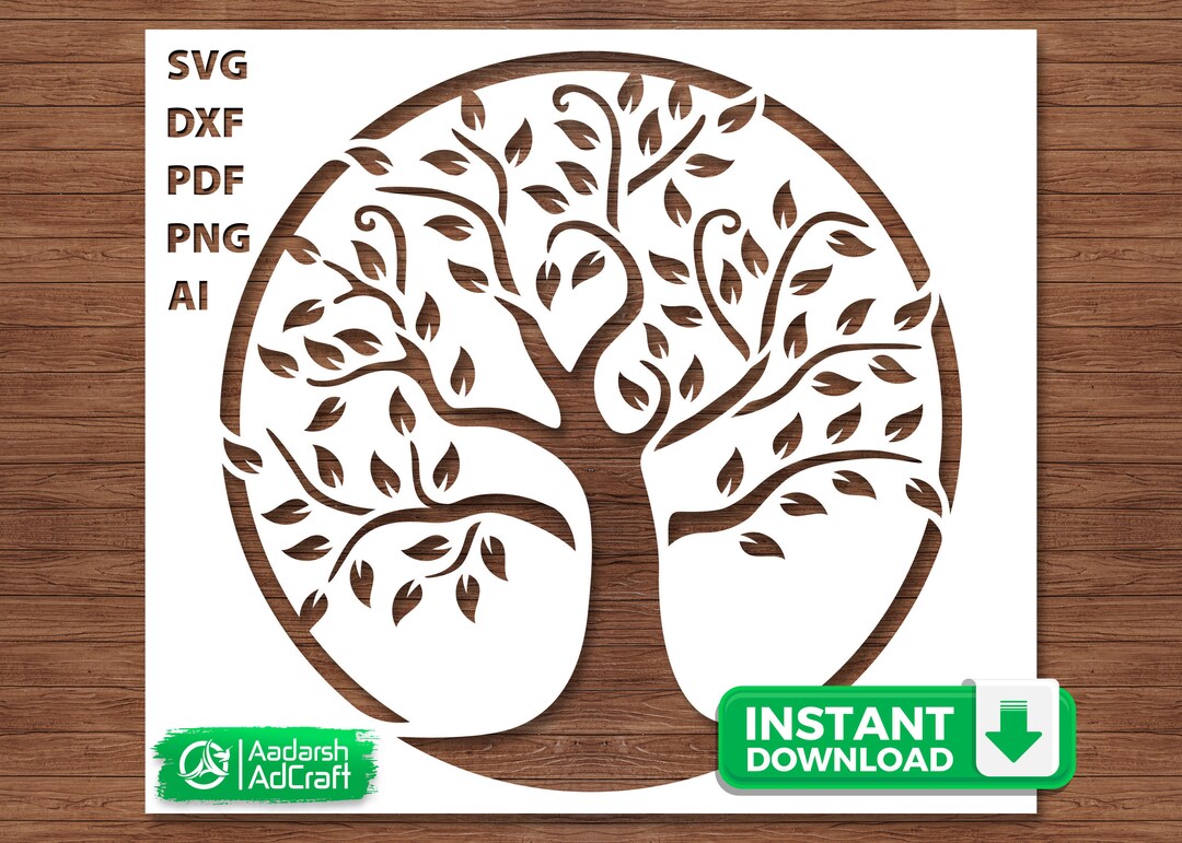 Tree of Life With Circle Art Stencil, Handcrafted Tree Stencil, Life ...