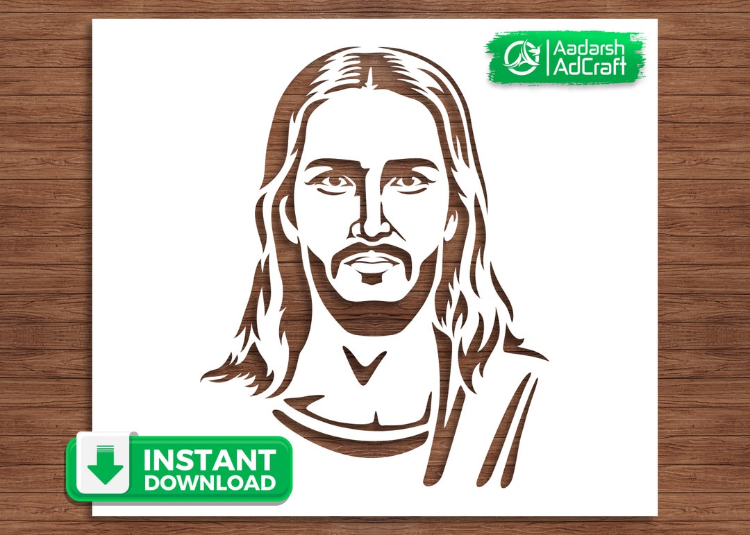 Jesus Almighty Face Stencil Art, Vector SVG, Dxf, Stencil Print, God ...