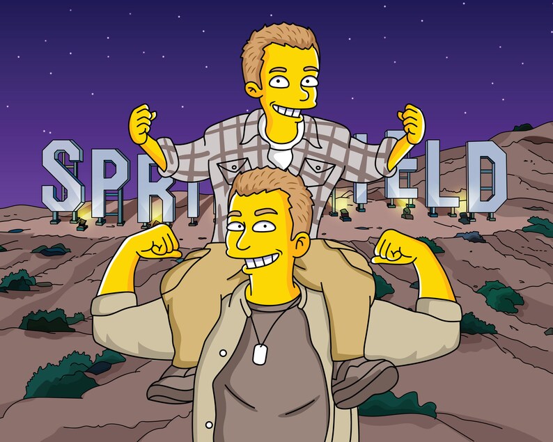 Custom Simpson Yellow Character Couple With Father Portrait on ...