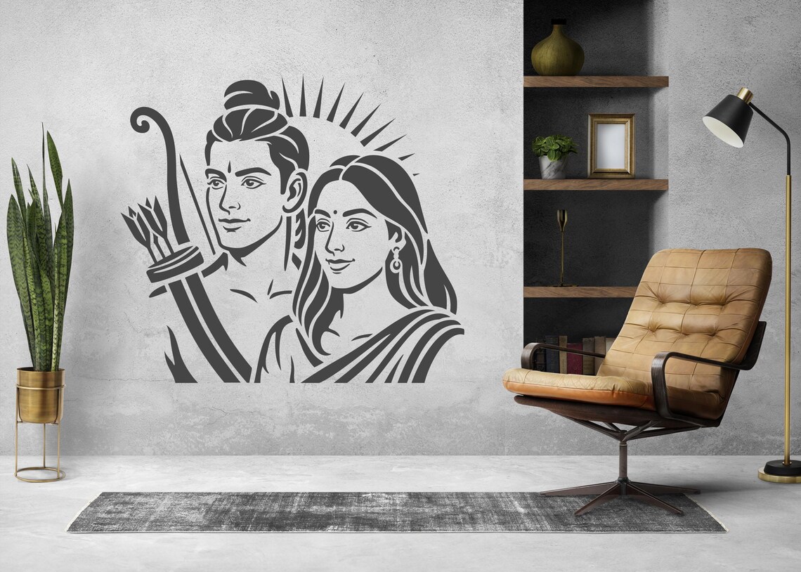 Lord Ram Sita Stencil | Hindu God SVG Template, Ram Navami & Diwali Art ...