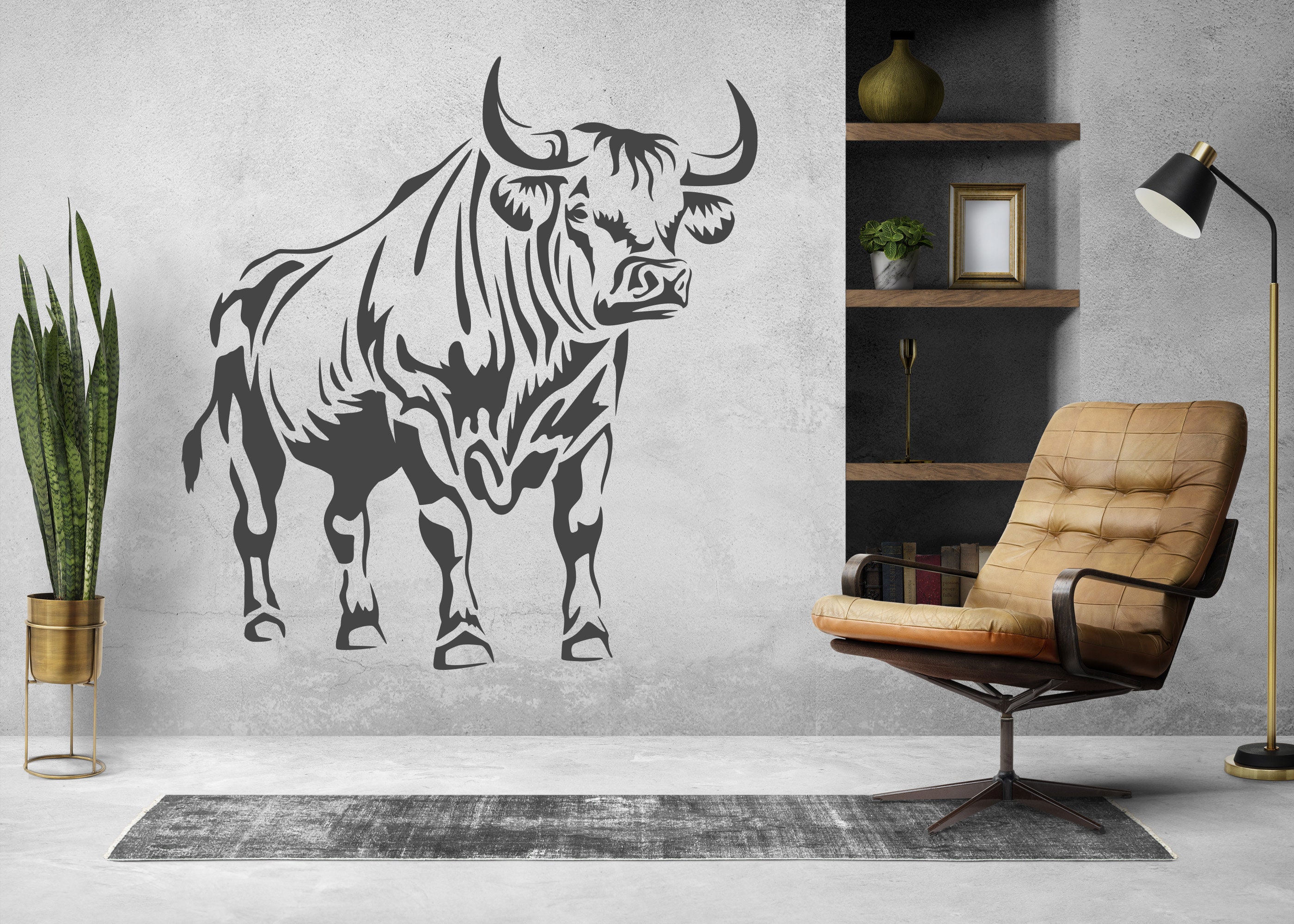 Bull Stencil | Strong Animal SVG, Farmhouse Wall Art, Rustic Sign ...