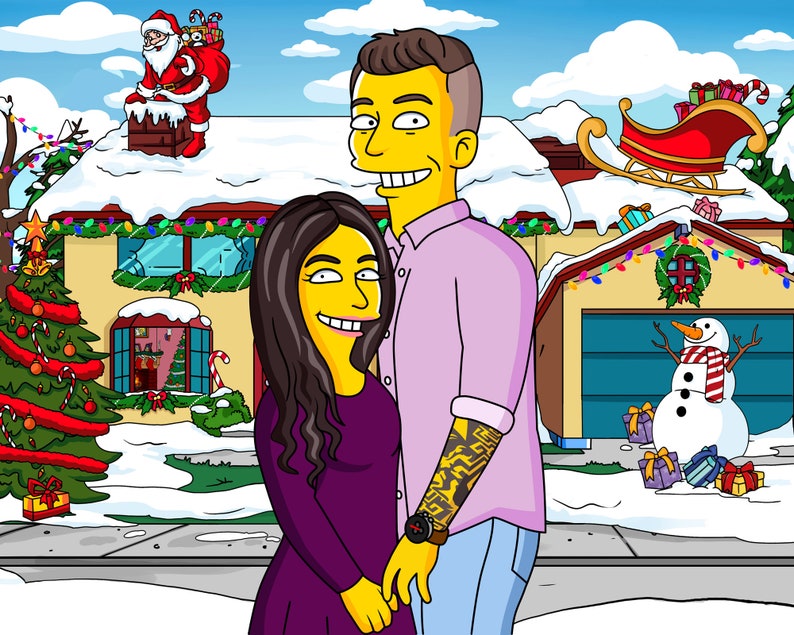 Custom Simpsons Character Family With Pet Portrait, Living Room Sofa ...