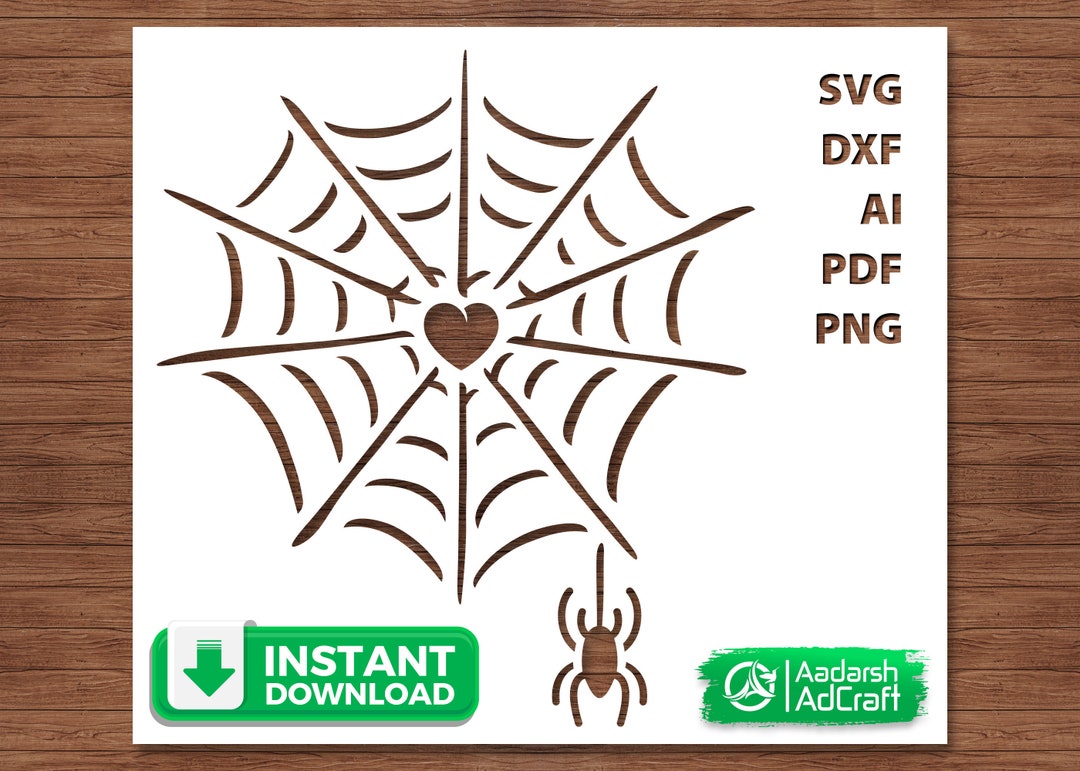 Spiderweb Heart Shape Stencil Art, Vector SVG, Dxf, Cobweb Stencil ...