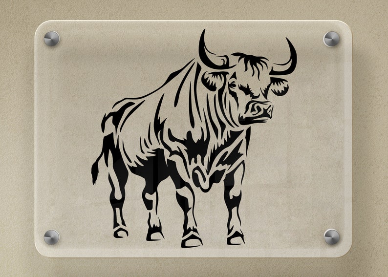 Bull Stencil | Strong Animal SVG, Farmhouse Wall Art, Rustic Sign ...
