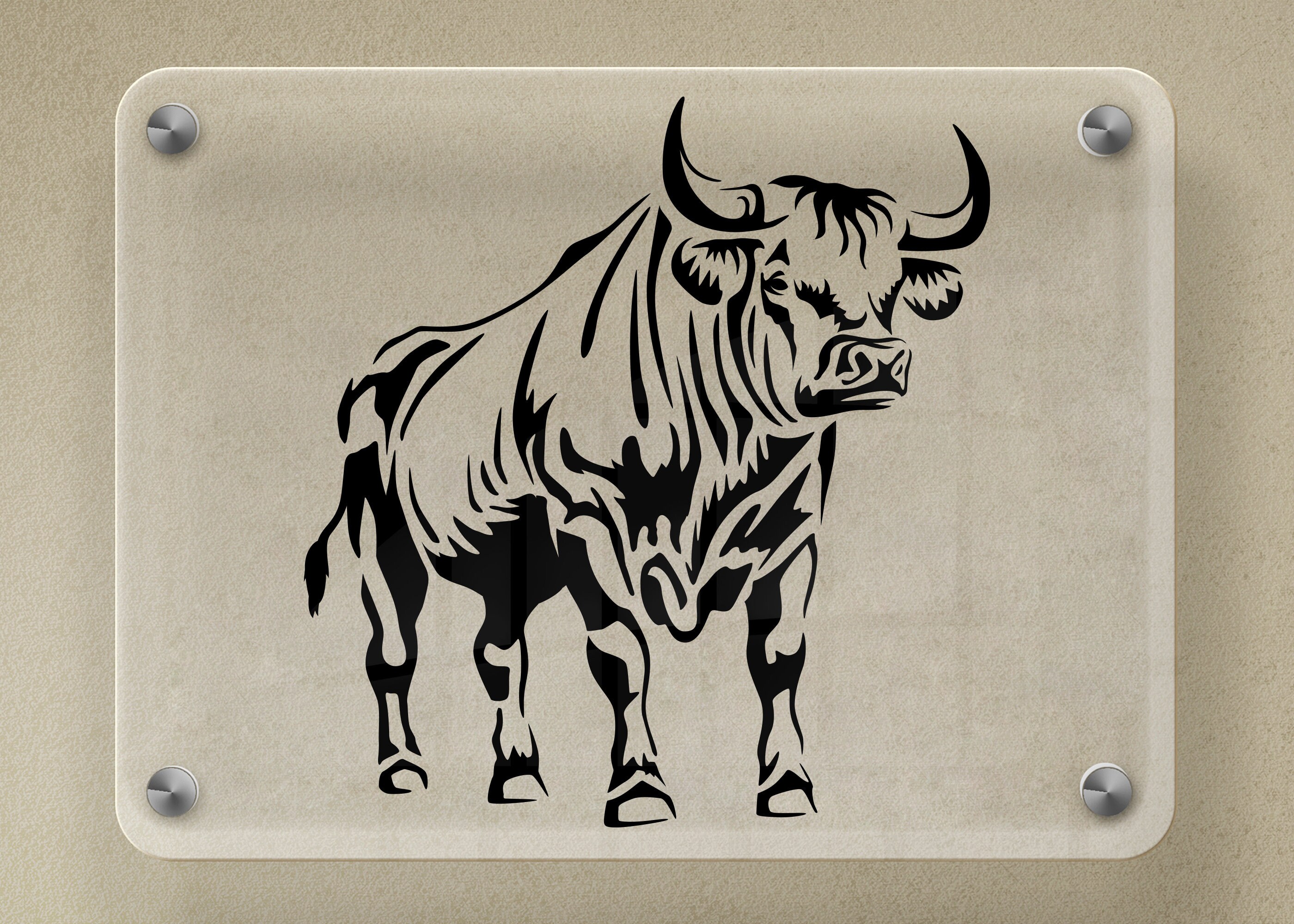Bull Animal Full Body Art Stencil Vector Drawing SVG Dxf - Etsy