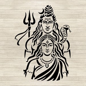 Divine Shiv Shakti Stencil | Hindu God SVG Template, Shiva Parvati ...