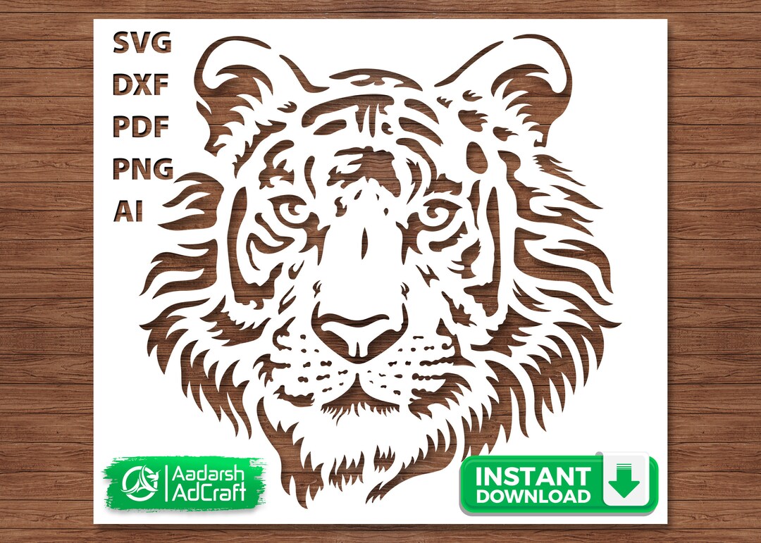 Wild Predator Indian Tiger Stencil Design for DIY Art, SVG, Dxf ...
