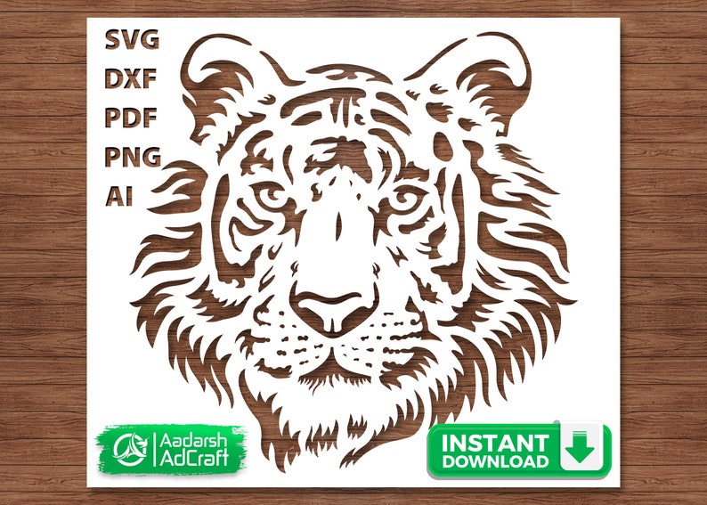 Wild Predator Indian Tiger Stencil Design for DIY Art, SVG, Dxf, Patterns and Home Décor, Wall ...