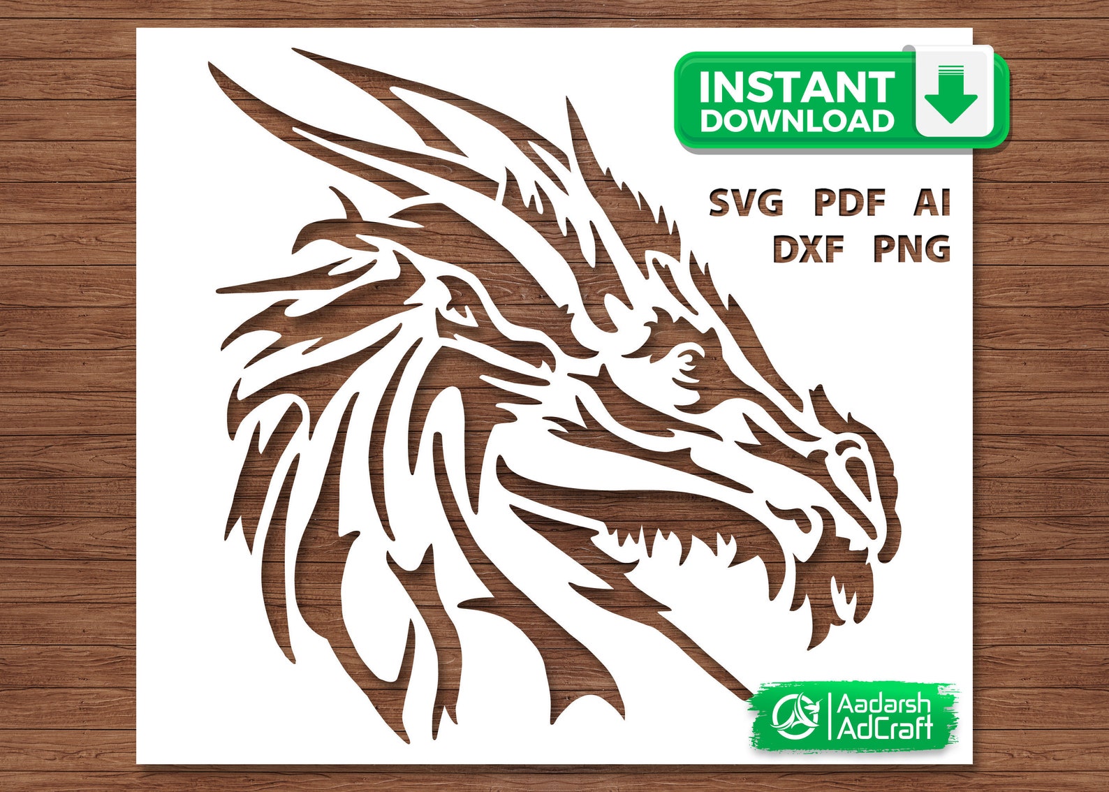 Dragon Side Face Stencil Art, SVG, Dxf, Dragon Printable Stencil ...