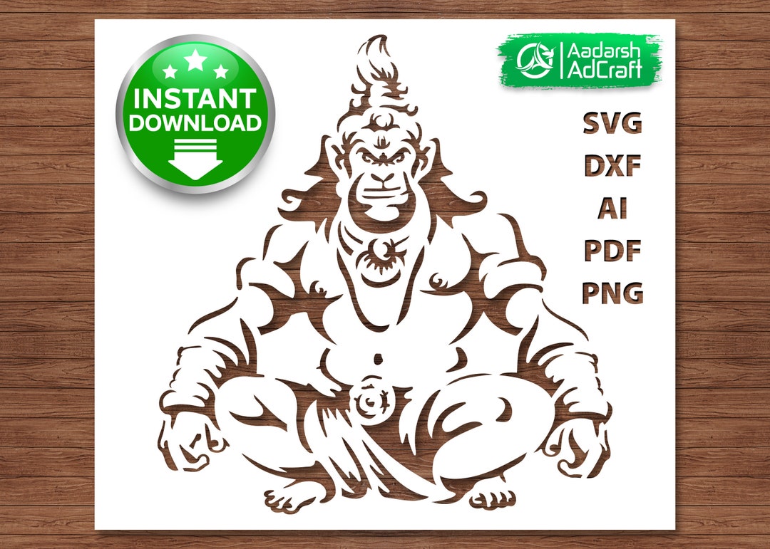 Lord Hanuman Majestic Art Stencil, Hanuman Stencil, Indian Mythology ...