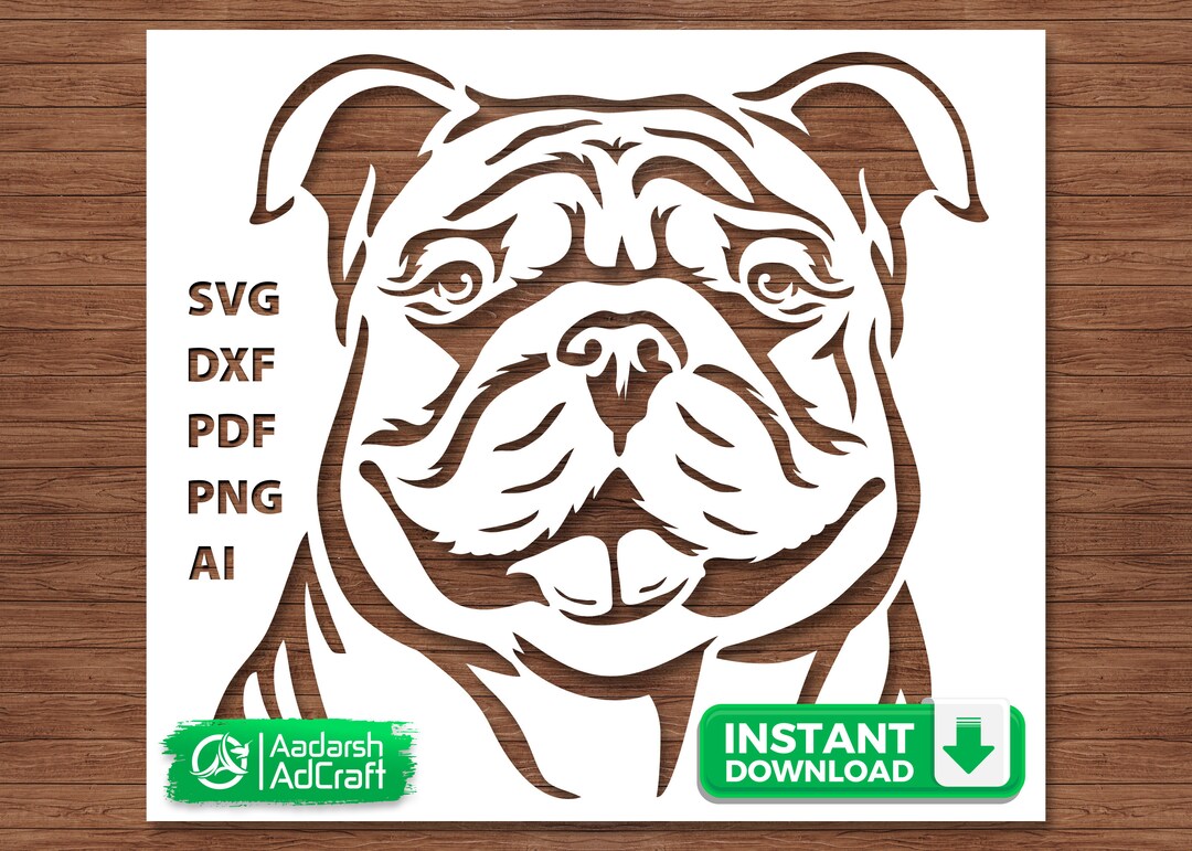 Bulldog Face Stencil Art, Digital Instant Download, Dog Art Stencil ...