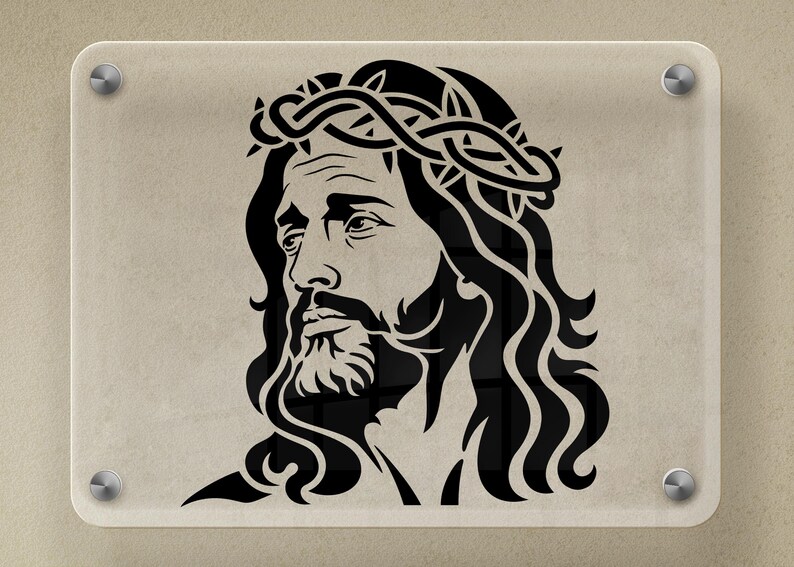 Jesus Face Crown of Thorns Stencil SVG, Christian Religious Cut File ...