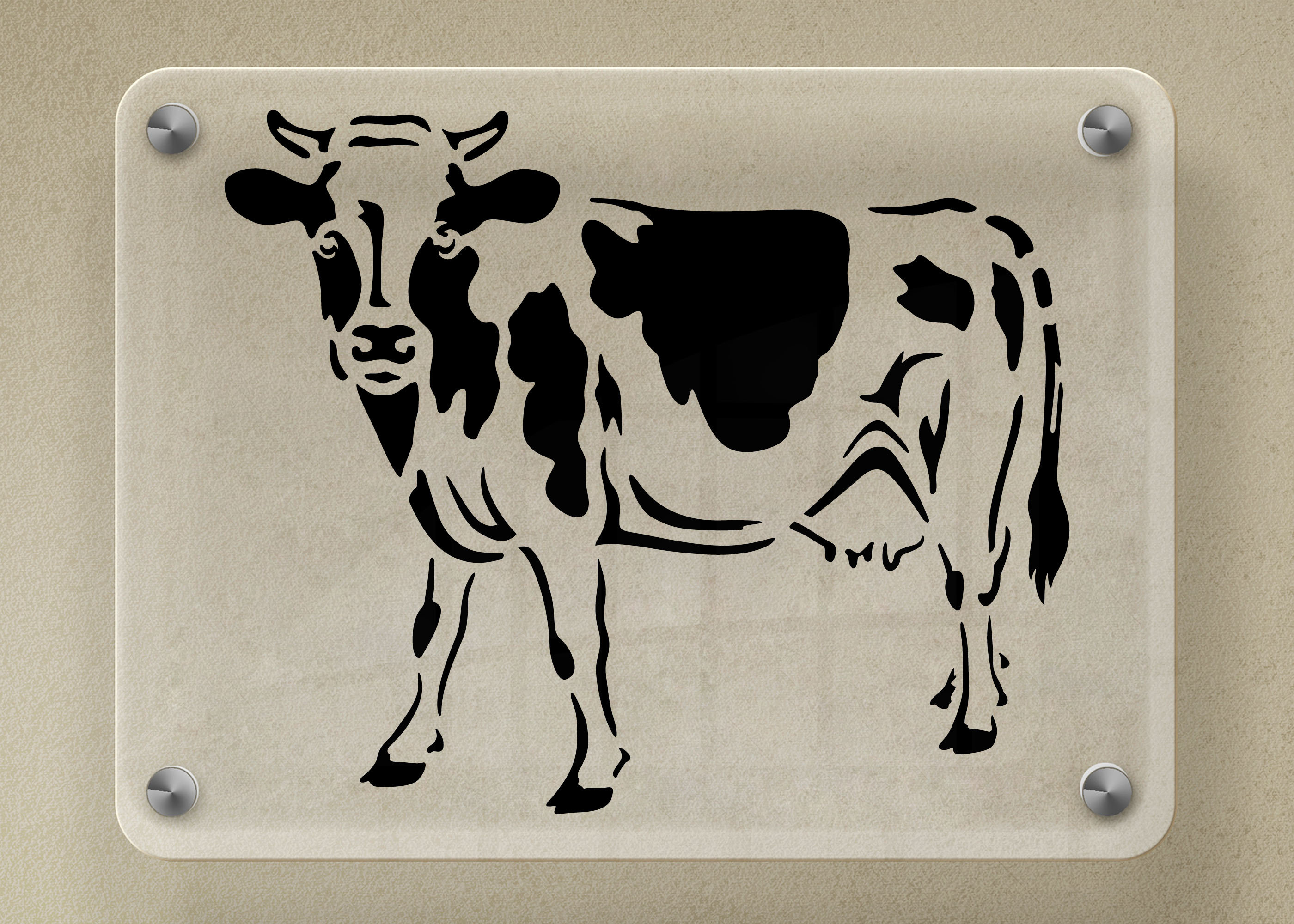 Cow Cattle Farm Animal Full Body Stencil Art, Vector Drawing, SVG, Dxf ...