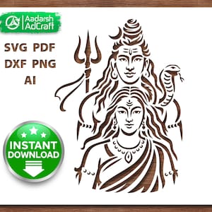 Divine Shiv Shakti Stencil | Hindu God SVG Template, Shiva Parvati ...